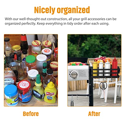 RUSFOL Upgraded Stainless Steel Griddle Caddy for Royal Gourmet 24'' Charcoal&Propane Gas Griddles, with an Allen Key, Space Saving BBQ Accessories Storage Box, Free from Drill Hole&Easy to Install
