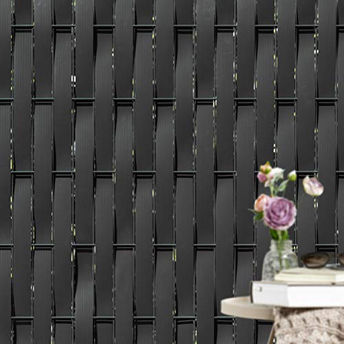 Windhager Sichtschutzstr anthr Livingston 07075 Privacy Screen Strips, Double Rod Mats for Fence, 50 m x 4.6 cm, Anthracite, Charcoal