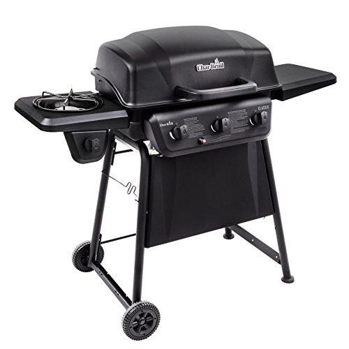 Char-Broil Classic 360 3-Burner Liquid Propane Gas Grill with Side Burner & Cuisinart CGS-W13 Wooden Handle Tool Set (13-Piece), Black