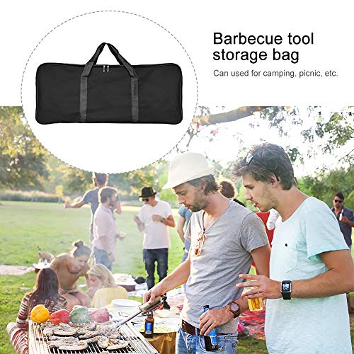 JIANWEI BBQ Tool Storage Bag, Portable Waterproof BBQ Tools Carry Bag | Thicken Oxford Grill Tool Bag Cooking Tools Bag for Picnic Trip Outdoor Camping (L Black)
