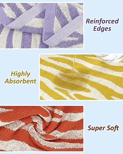 Jacquotha Zebra Stripe Hand Towels for Bathroom Kitchen Multicolored - Cotton Face Towels Hand Towel Set of 4, Cute Patterned Towel, 29” x 13”