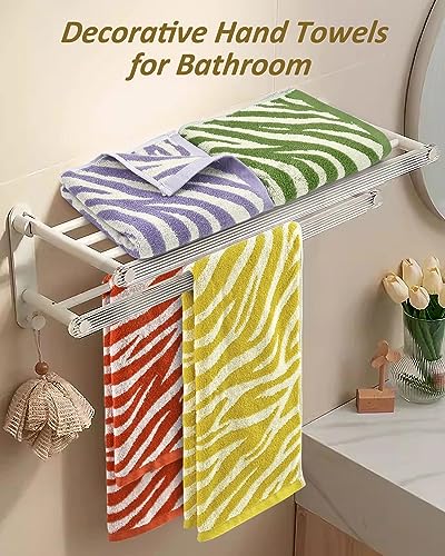Jacquotha Zebra Stripe Hand Towels for Bathroom Kitchen Multicolored - Cotton Face Towels Hand Towel Set of 4, Cute Patterned Towel, 29” x 13”