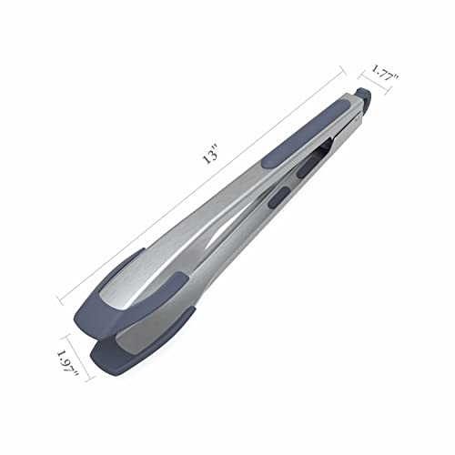 KITCHENDAO Tongs for Cooking with Silicone Tips, One-Handed for Convenience, Soft-Touch Handle, Silicone Tipped Food Grill BBQ Cooking Tongs for Non-Stick (12 Inch&9 inch Sets)