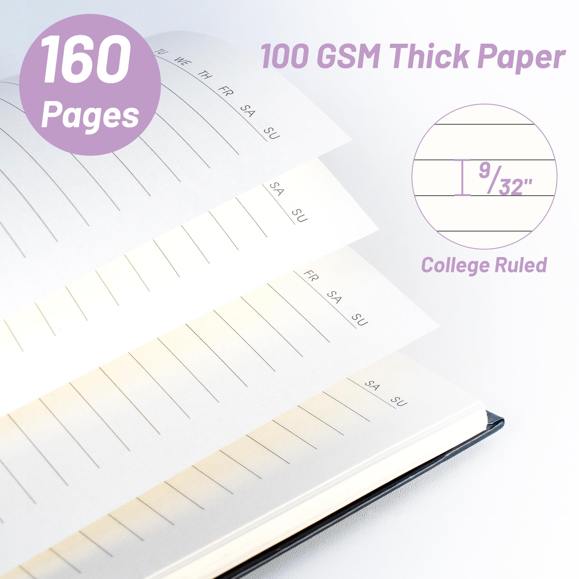 Yoment Lined Spiral Notebook Journal for Work 160 Pages Hardcover Spiral Notebook College Ruled A5 Small Spiral Notebook 5x7 Journaling Notebooks for Writing Note Taking School, Purple