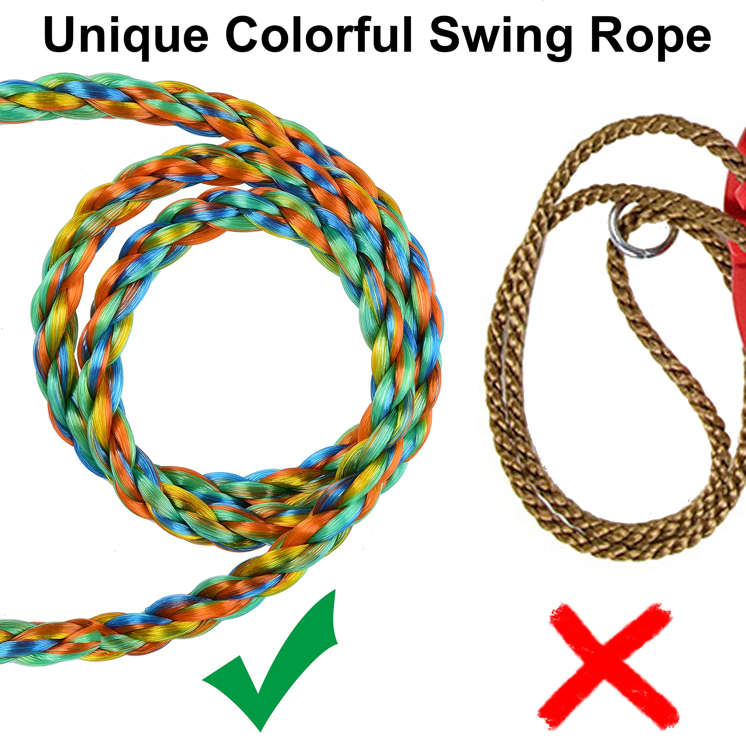 Swing for Kids Disc Swing Tree Swing Set Accessories Rope Swing Adjustable Swing Set with Monkey Bars 1 Carabiner 2 Added Hanging Straps, 3 in 1 Heavy Duty Swingset for Zipline Outdoor Backyard