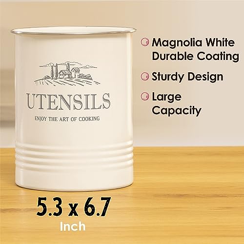 noonberry Kitchen Utensil Holder for Countertop - Farmhouse Large Cooking Utensil Holder 6.7"- Utensils Organizer and Spatula Holder - Kitchen Counter Decor Crock