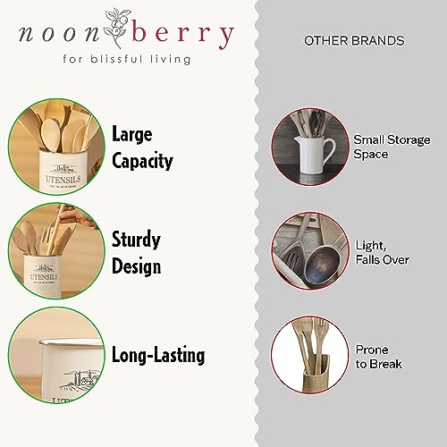 noonberry Kitchen Utensil Holder for Countertop - Farmhouse Large Cooking Utensil Holder 6.7"- Utensils Organizer and Spatula Holder - Kitchen Counter Decor Crock