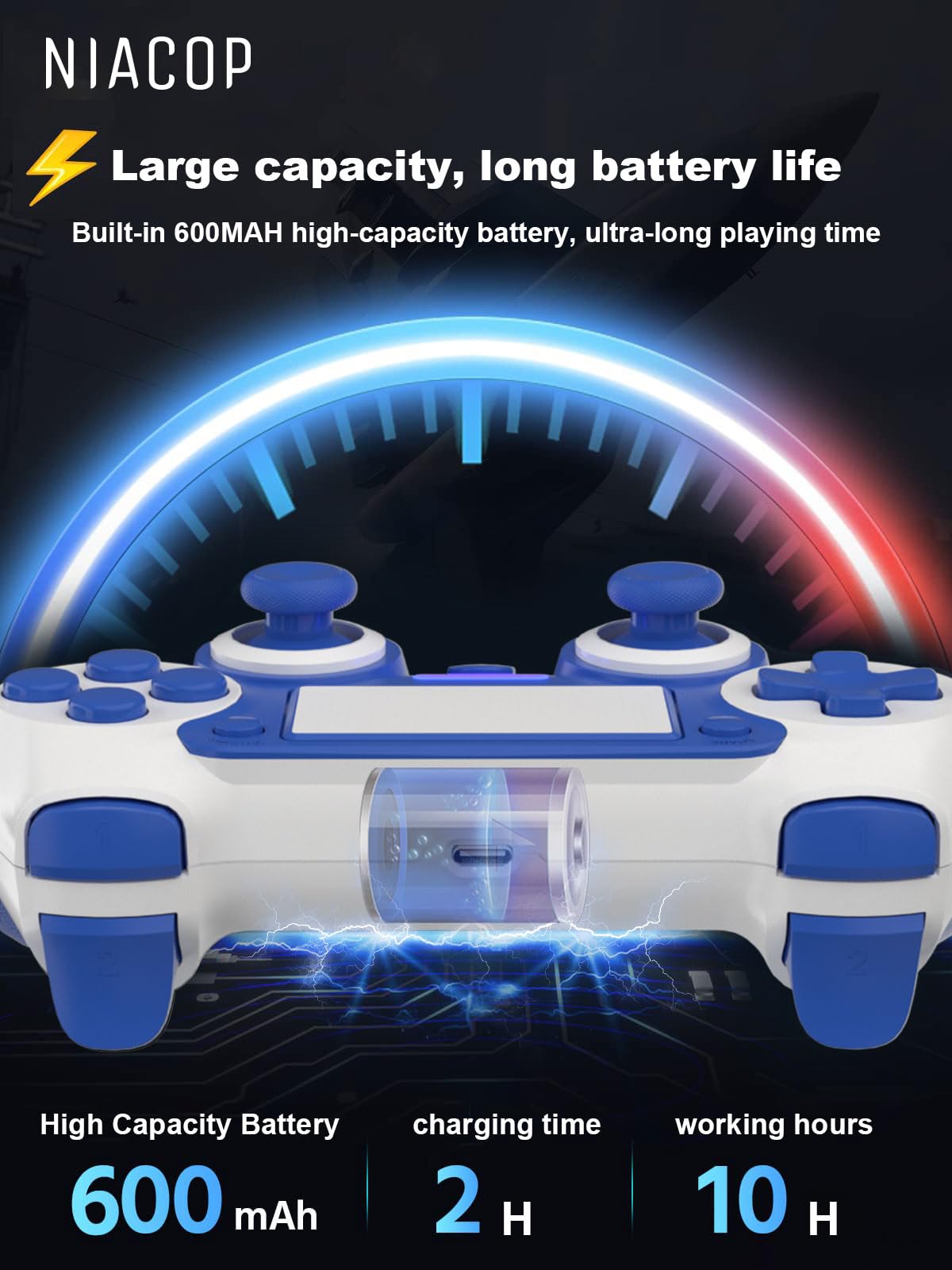 Niacop P4 Controller [2024 Latest Upgrade], Wireless p4 controller compatible p4 / 3/Pro/Slim/PC, P4 controllers with Back button Dual Vibration, Turbo,Touch Pad, Type-c port