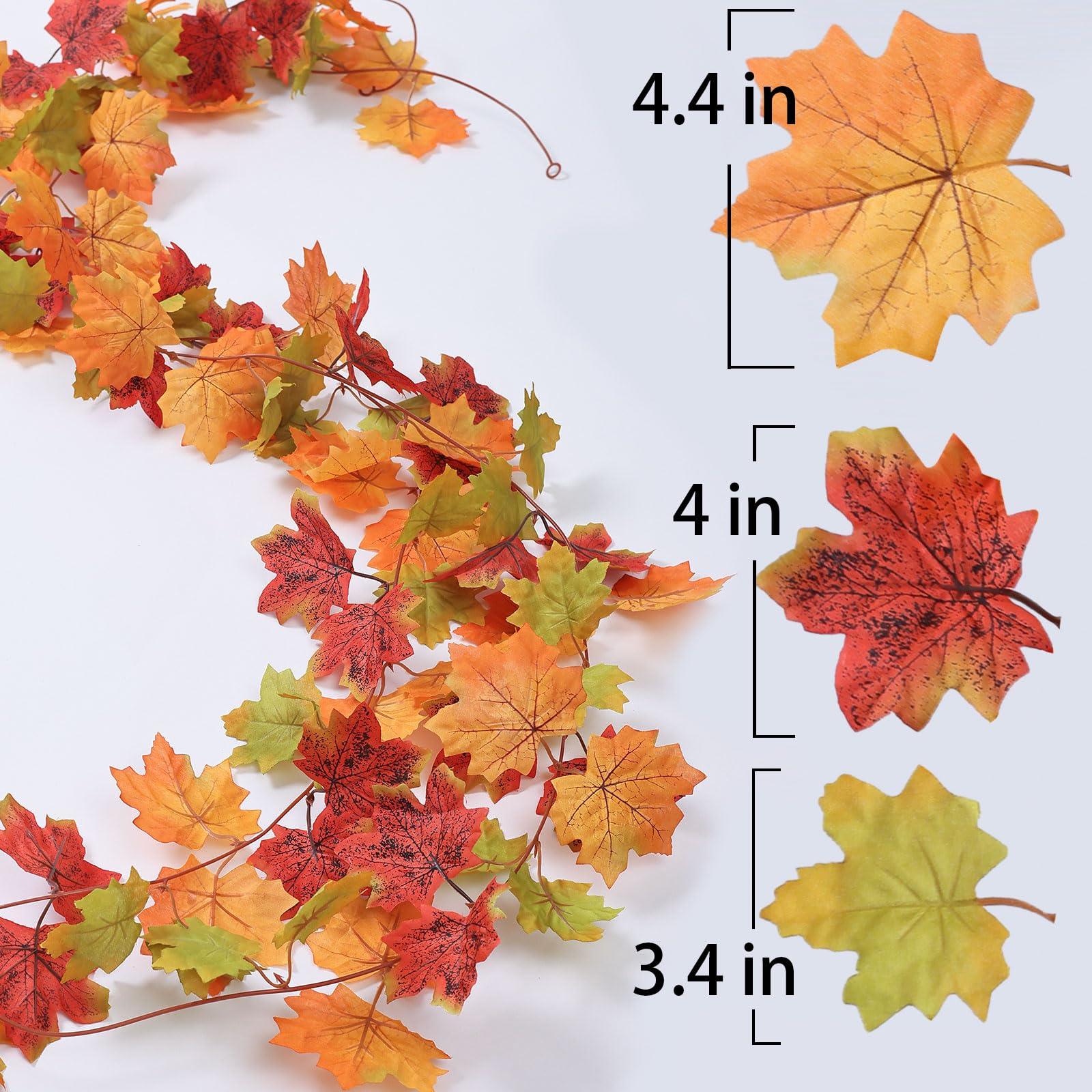 mizii 2 Strands Autumn Artificial Maple Vines Garland 79" Fake Vine with Silk Fall Leaves Faux Hanging Plants Greenery Decoration for Bedroom Home Wall Party Arch Apartment Room Decor (Maple)