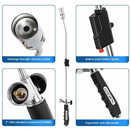 Weed Torch Propane Burner, Blow Torch ,50,000 BTU Propane Torch,Gas Vapor, Self Igniting, Weed Burner with Flame Control Valve and Ergonomic Anti-slip Handle(Fuel Not Included)