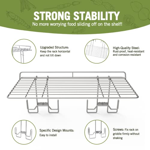 Geesta 2Pcs Blackstone Griddle Warming Rack, Grill Warming Rack Compatible with 17 & 22 & 28 & 36 Inch Blackstone Griddles, Outdoor Blackstone Cooking Accessories