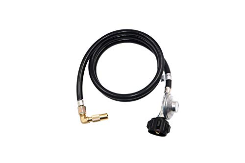 5 Feet Low Pressure Propane Regulator Hose,QCC1 Universal Grill Regulator Replacement Parts with 90 Degree Elbow Adaptor for 17" and 22" Blackstone Tabletop Camper Grill