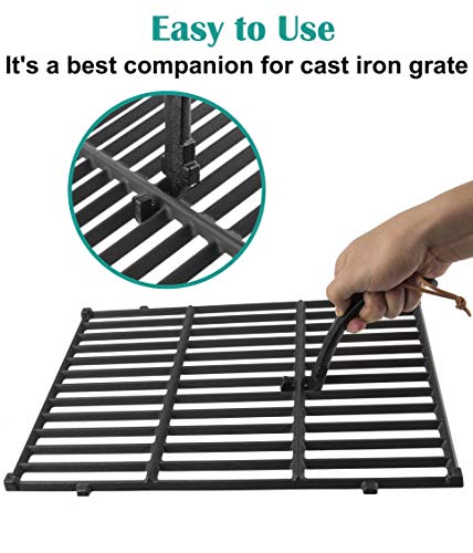 EasiBBQ Cast Iron Grill Grate Lifter, Cooking Grid Lifter Gripper for Big Green Egg, Primo Kamado Charcoal Grill Smoker