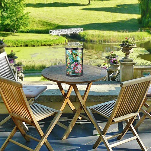 Afirst Hanging Solar Lantern - Decorative Outdoor Glass Solar Hummingbird Lights Waterproof LED Tabletop Lamp for Garden Yard Patio Decor