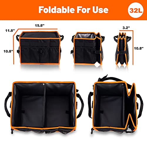 CeOaOtK Upgraded Large Grill and Picnic Caddy with Paper Towel Holder, Collapsible Carry Griddle Caddy with Cover, BBQ Organizer for Utensil, Camping Accessories Caddy, Grill Cooking Bag