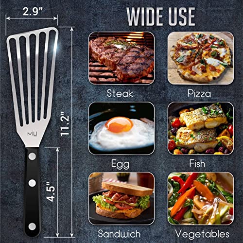 MIU Fish Spatula Stainless Steel, Flexible, Polished Metal, Corrosion Resistant, Kitchen Slotted Turner [Upgraded Version]