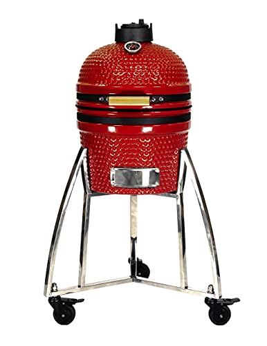 VESSILS Rolling Cart for BBQ Grill β Stainless Steel Egg Holder Compatible with 15 Inch Kamado Grill β Premium Grill Cart for Increased Mobility and Portability β Ideal for Outdoor Cooking