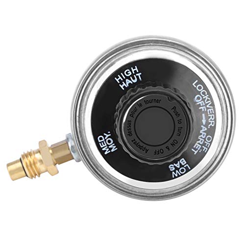 Yosoo Gas Adjustable Regulator, 1"-20UNF Propane Gas Grill Control Valve Zinc Alloy Low-Pressure Adjustable Gas Regulator Valve BBQ Grill