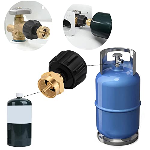 KEESHA 2 Pack Propane Refill Adapters 1lb to 20lb for QCC1 / Type1 Propane Tank Throwaway Disposable Cylinder Propane Bottle