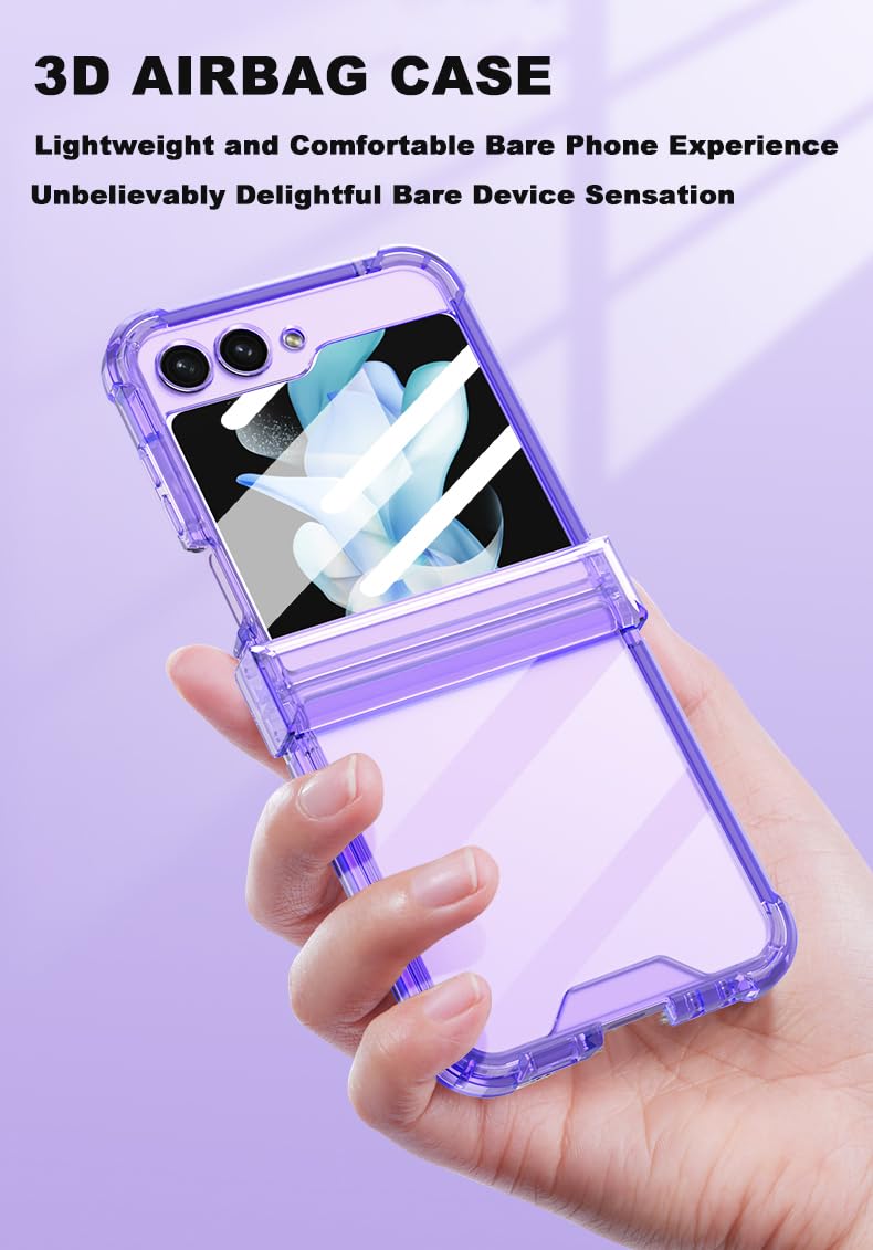 SHIEID Flip 5 Case with Hinge Protection, Galaxy Flip 5 Clear Airbag Case Built-in High-Transparency Soft Film for Phone Case for Galaxy Z Flip 5, Dark Green