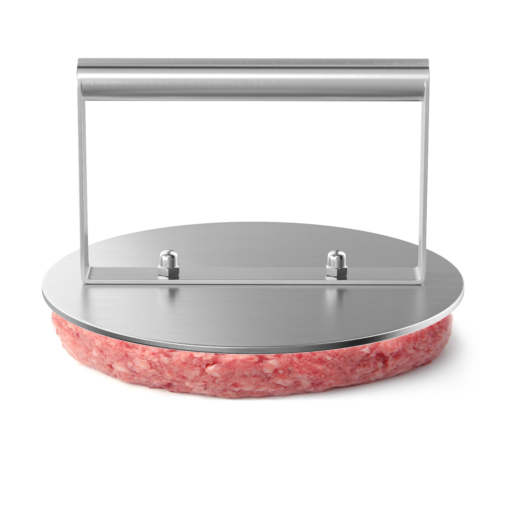 niffgaff Stainless Steel Burger Press, 5.5 Inch Round Burger Smasher, Nonstick Smooth Grill Press for Flat Top Skillet Grill Cooking, Flat Bottom Griddle Accessories Kit