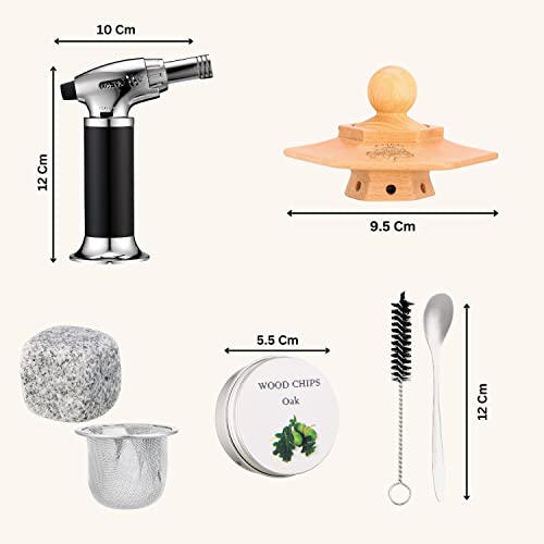 Cocktail Smoker Kit | With Torch and 4 Wood Chips (Apple, Oak, Cheery, Beech)-Old Fashioned Smoker Kit and All in One Whiskey Smoker Kit for Your Home Bar. Bourbon Smoker Kit Gift for Loved Ones
