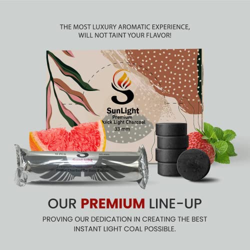 *New* Sunlight Premium Charcoal Tablets for Incense - Instant Light - 100 Charcoal Discs - 33mm - Resin Burner Rolls β Pack of 100 Coal Briquettes β Charcoal Burner - Instant Fire Coal - Premium Tier
