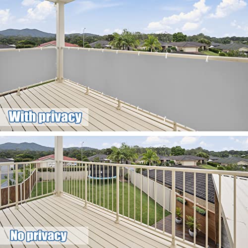 YangAera Balcony Privacy Screen Cover with Cable Ties & Ropes Weather-Resistant Waterproof Cover Screen Shield for Apartment Porch Outdoor Backyard Patio (Size: 3x14.8ft)-Stone Pattern