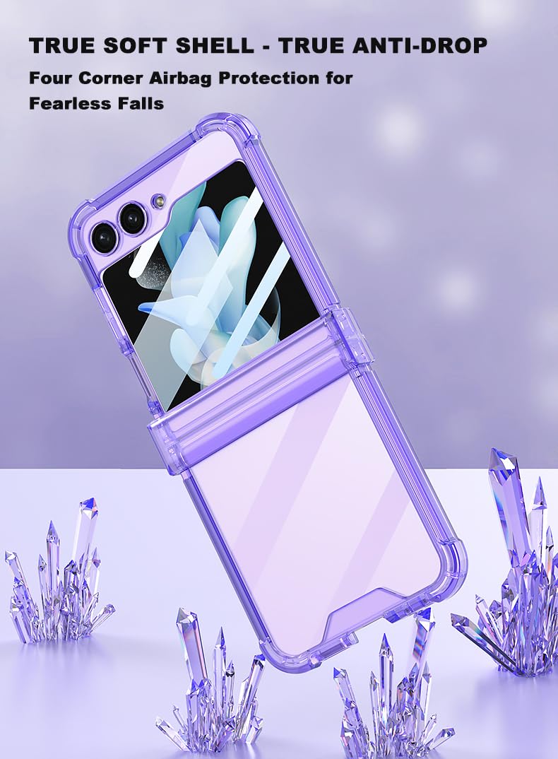 SHIEID Flip 5 Case with Hinge Protection, Galaxy Flip 5 Clear Airbag Case Built-in High-Transparency Soft Film for Phone Case for Galaxy Z Flip 5, Dark Green