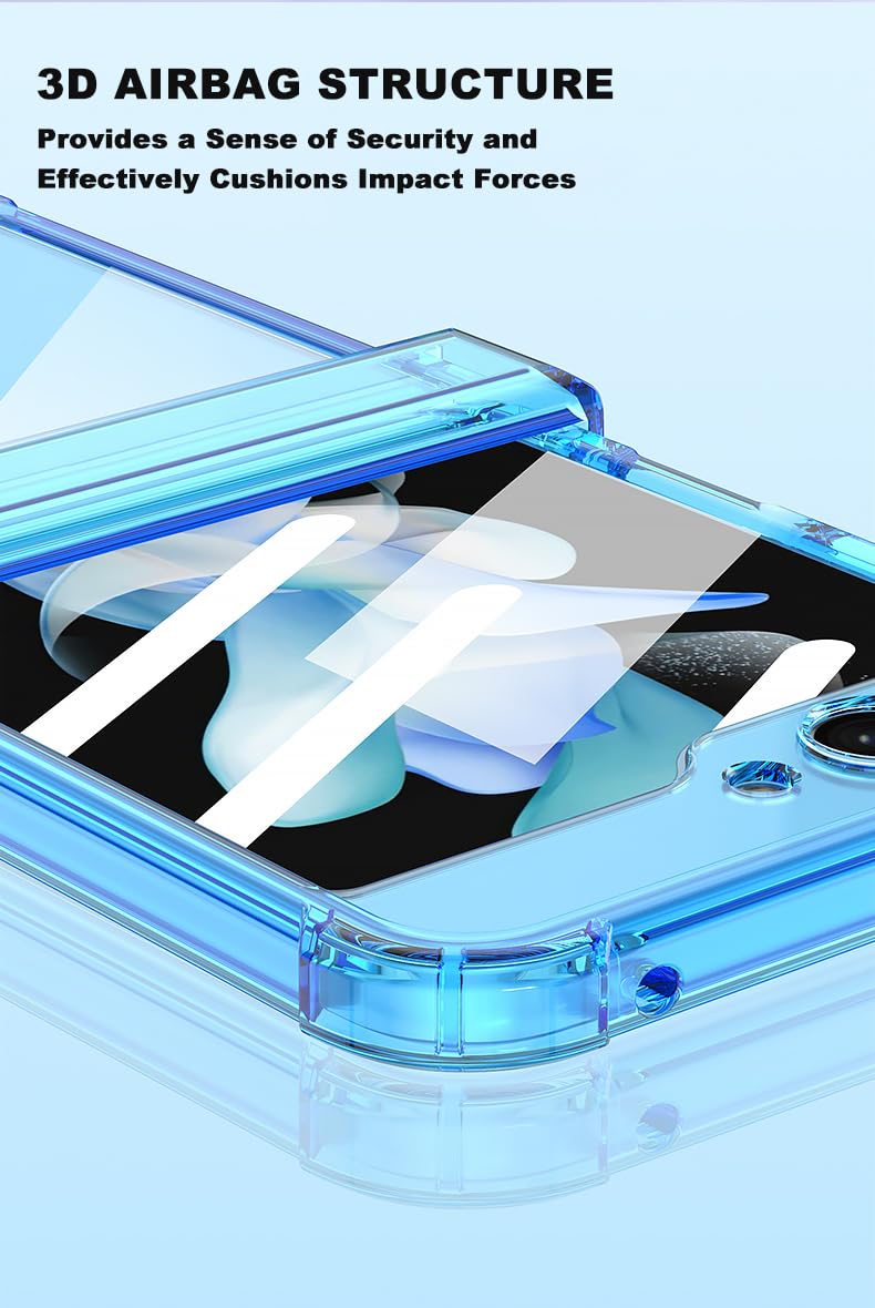 SHIEID Flip 5 Case with Hinge Protection, Galaxy Flip 5 Clear Airbag Case Built-in High-Transparency Soft Film for Phone Case for Galaxy Z Flip 5, Dark Green