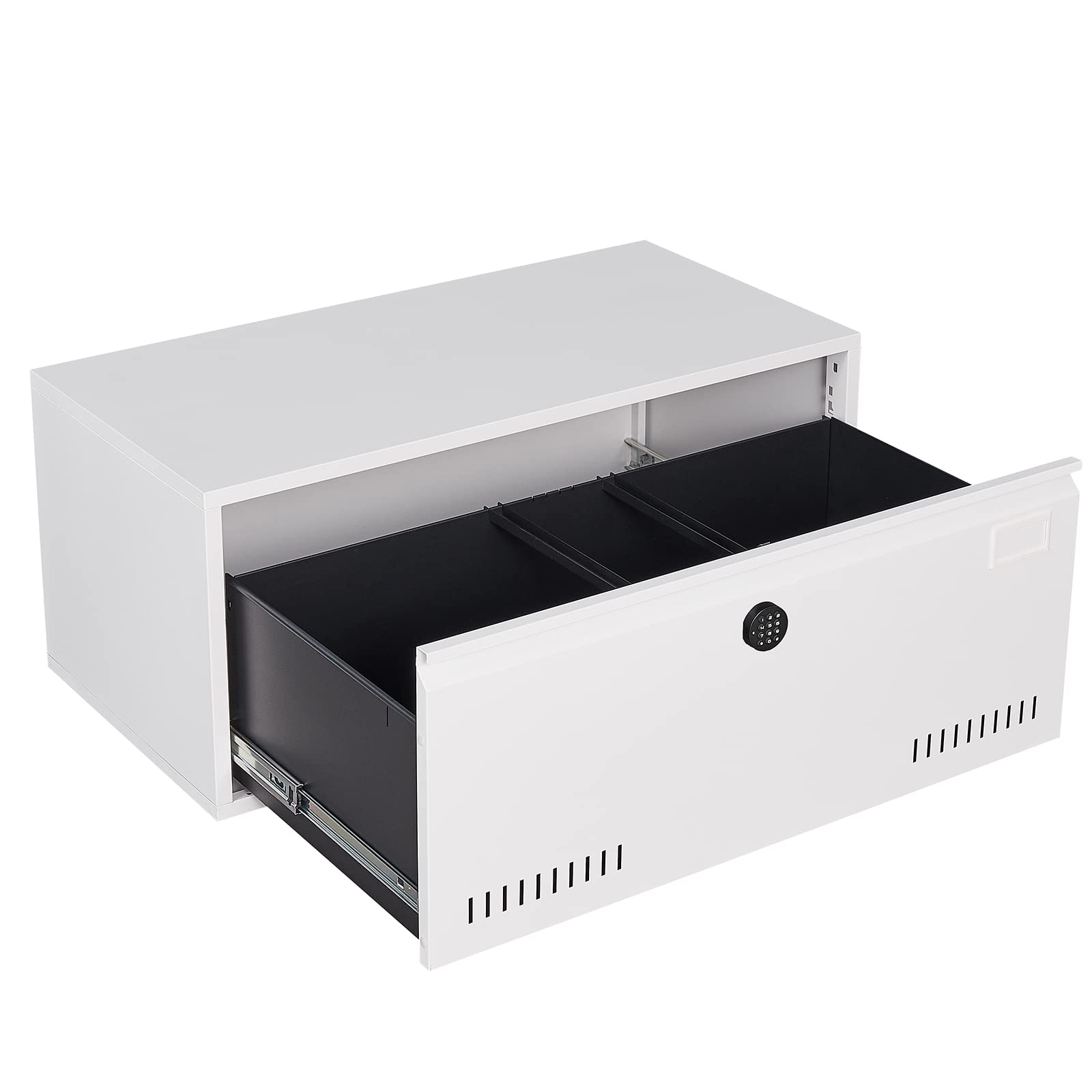 Warmiehomy Metal Lateral File Cabinet for Home Office with Electronic Digital Lock White Filing Cabinet Storage Cabinet Organizer fits A4/Letter/Legal Size Printer Stand