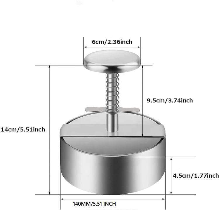 Hanerk XL Burger Press 5 1/2" inch Patty Maker, Easy to Clean Dishwasher Safe, Stainless Steel, 5 1/2 inch Diameter Burger Patty, Grill Tool, Patty Maker, Mold, Thin or Thick