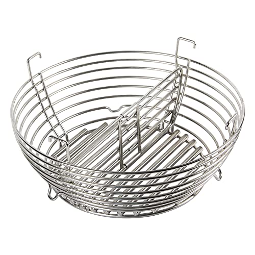 VANKEY Lump Charcoal Fire Basket with Removable Divider Charcoal Basket for Kamado Joe Classic Series, Large Big Green Egg High Quality Stainless Steel Grill Ash Baskets
