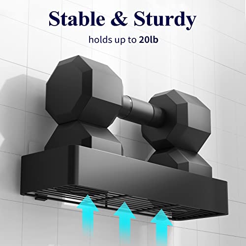 Kitsure Shower Caddy - 2 Pack 2 Soap Holder Rustproof Shower Organizer Drill-Free Shower Shelf inside Shower Large Capacity Durable Stainless Steel Shower Rack 4 Hooks Black 4.9Inchx15.7Inchx2.4Inch