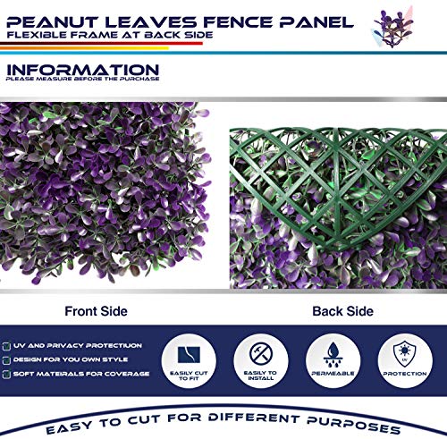 Windscreen4less Artificial Plant Leaves Faux Ivy Leaf Decorative Wall Fence Screen 20'' x 20" Purple Peanut Leaves 3 Pcs