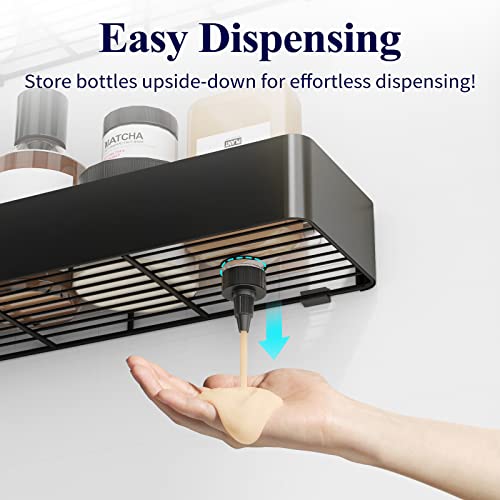 Kitsure Shower Caddy - 2 Pack 2 Soap Holder Rustproof Shower Organizer Drill-Free Shower Shelf inside Shower Large Capacity Durable Stainless Steel Shower Rack 4 Hooks Black 4.9Inchx15.7Inchx2.4Inch