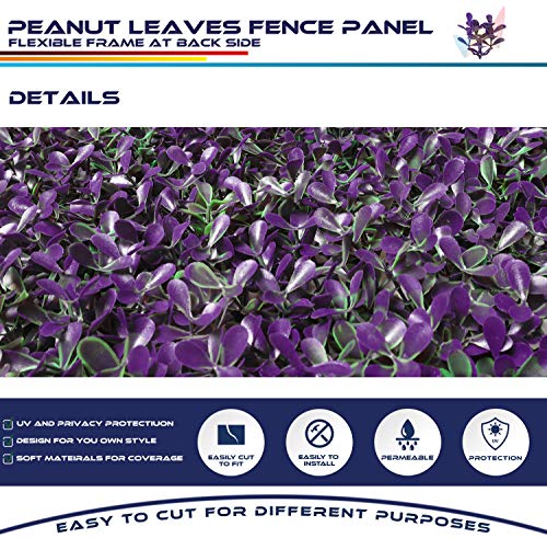 Windscreen4less Artificial Plant Leaves Faux Ivy Leaf Decorative Wall Fence Screen 20'' x 20" Purple Peanut Leaves 3 Pcs