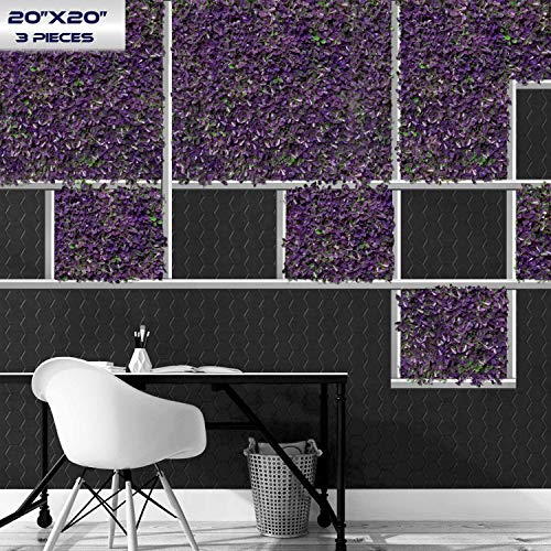 Windscreen4less Artificial Plant Leaves Faux Ivy Leaf Decorative Wall Fence Screen 20'' x 20" Purple Peanut Leaves 3 Pcs