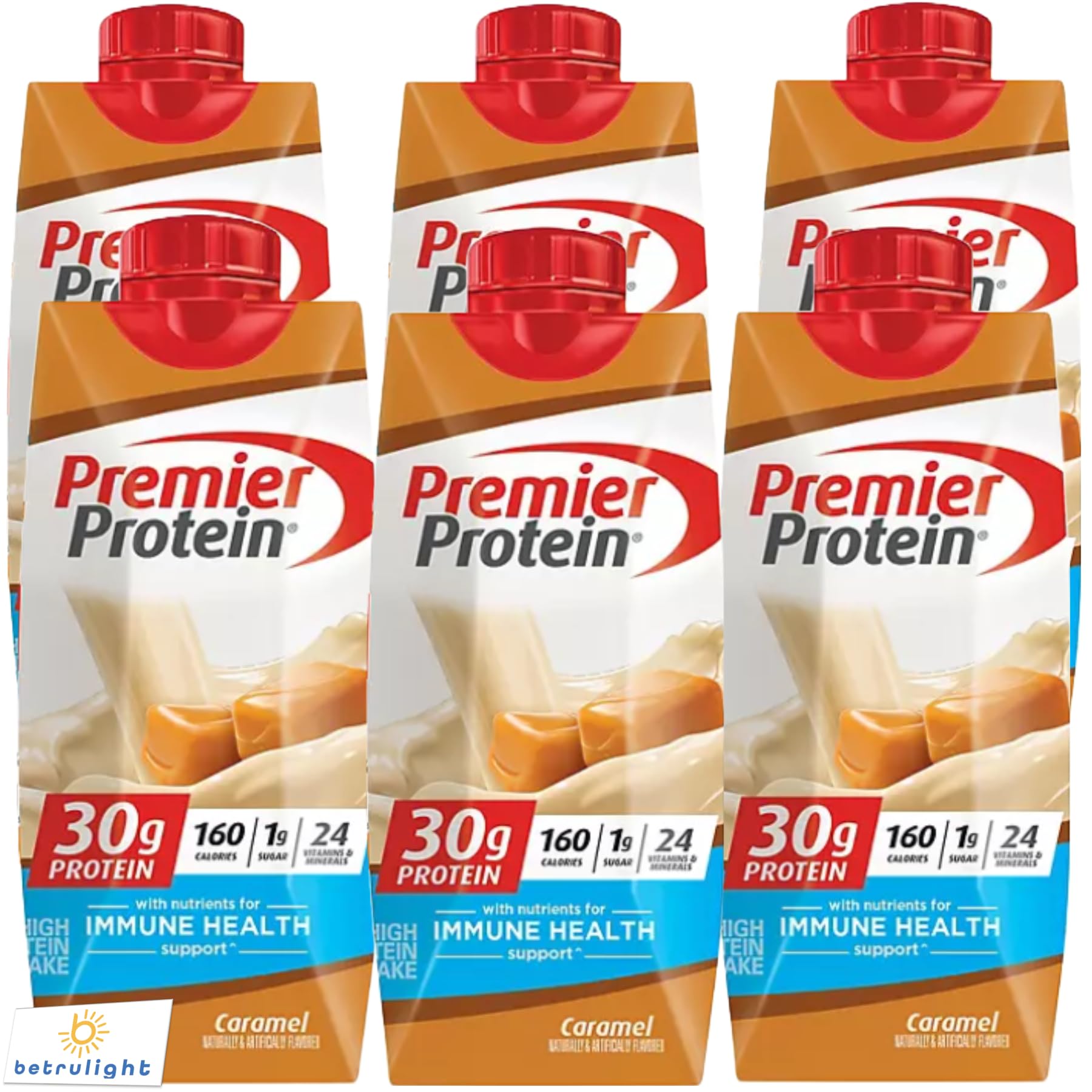 Premier Protein Shake| Variety Pack of Chocolate, Vanilla, Caramel, Cafe Latte, Strawberries |30g Protein, 1g Sugar, 24 Vitamins & Minerals, Nutrients to Support Immune Health | - 11 Fl Oz Pack of 7 | Plus Canned Water to Help you stay Hydrated - Limited