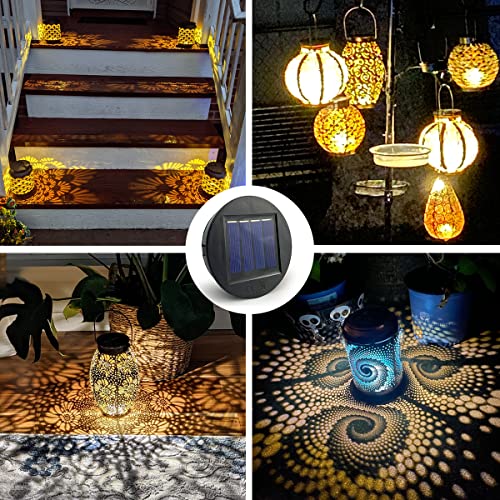 Replacement Solar Light Parts, 2 Pack Solar Lights Replacement Top, 8 lumens Solar Light Inserts for Lanterns, Waterproof Battery Box Top DIY Outdoor Garden Patio Decor, Warm Yellow, 3.15inches