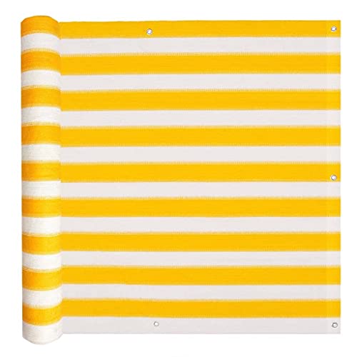 GOLINPEILO Balcony Screen HDPE 29.5"x157.4" Yellow and White