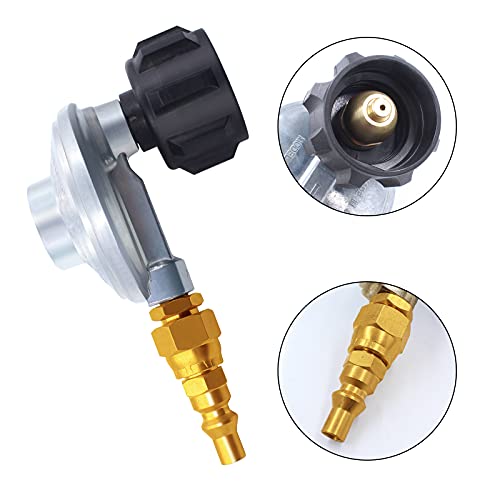 MCAMPAS 1/4" Quick Propane Gas Regulator, QCC1 Propane Adapter Gas Regulator Valve Fittings with1/4 Quick Connector Plug Converter 5lb -20lb Propane Tank Quick Connection Propane Hose for BBQ Grill