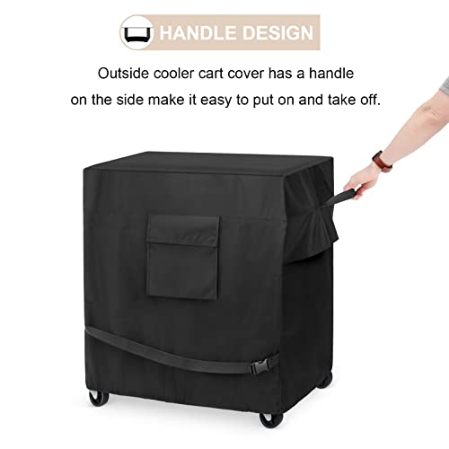EDOSTORY Cooler Cart Cover, Waterproof UV Resistant 600D Oxford Fabric Fit for Most 80 Quart Rolling Ice Chest Cooler Upto 34L x 20W x 32H inch, Black