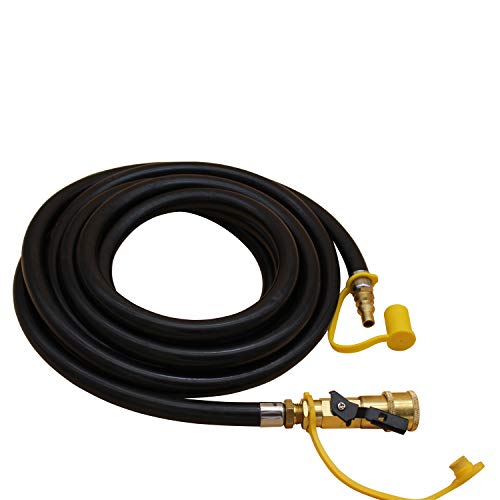 MENSI 12 Feet Propane Quick Connect Hose- 1/4β Female Socket with Safety Shutoff Valve & 1/4 Male Full Flow Plug for RV