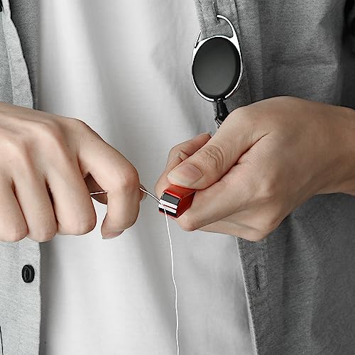 Cosmos Fishing Quick Knot Tying Tool Fly Fishing Nippers 4 in 1 Fly Line Clippers Hook Sharpener Hook Eye Needle Ket, Fly Fishing Knot Tying Kit with Zinger Retractor (Red)