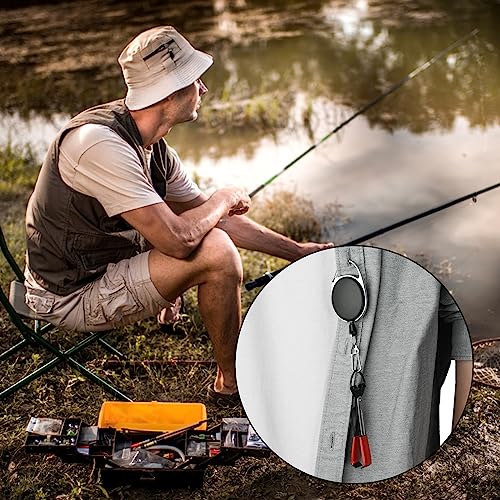 Cosmos Fishing Quick Knot Tying Tool Fly Fishing Nippers 4 in 1 Fly Line Clippers Hook Sharpener Hook Eye Needle Ket, Fly Fishing Knot Tying Kit with Zinger Retractor (Red)