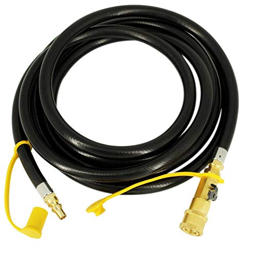MENSI 12 Feet Propane Quick Connect Hose- 1/4β Female Socket with Safety Shutoff Valve & 1/4 Male Full Flow Plug for RV