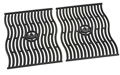 Napoleon S83005 Replacement Porcelainized Nonstick Cast Iron Waved Cooking Grids for Prestige 500 Series Model Grills, Black (Set of 2)