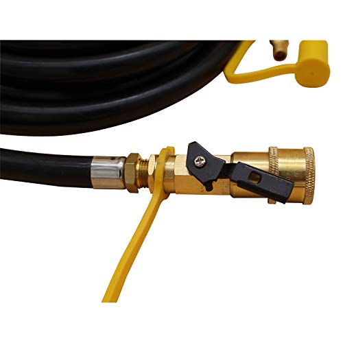 MENSI 12 Feet Propane Quick Connect Hose- 1/4β Female Socket with Safety Shutoff Valve & 1/4 Male Full Flow Plug for RV