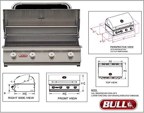 AMS PKG | Bull Outlaw 30" Drop-In Grill 4 pcs Package | Propane | FREE Bio-Ethanol Table-top Fire pit